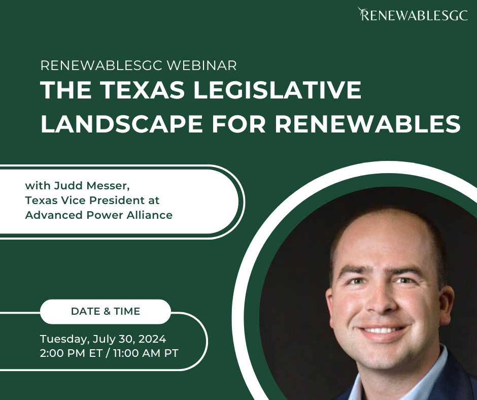 July 2024: Texas Legislative Landscape for Renewables - RenewablesGC